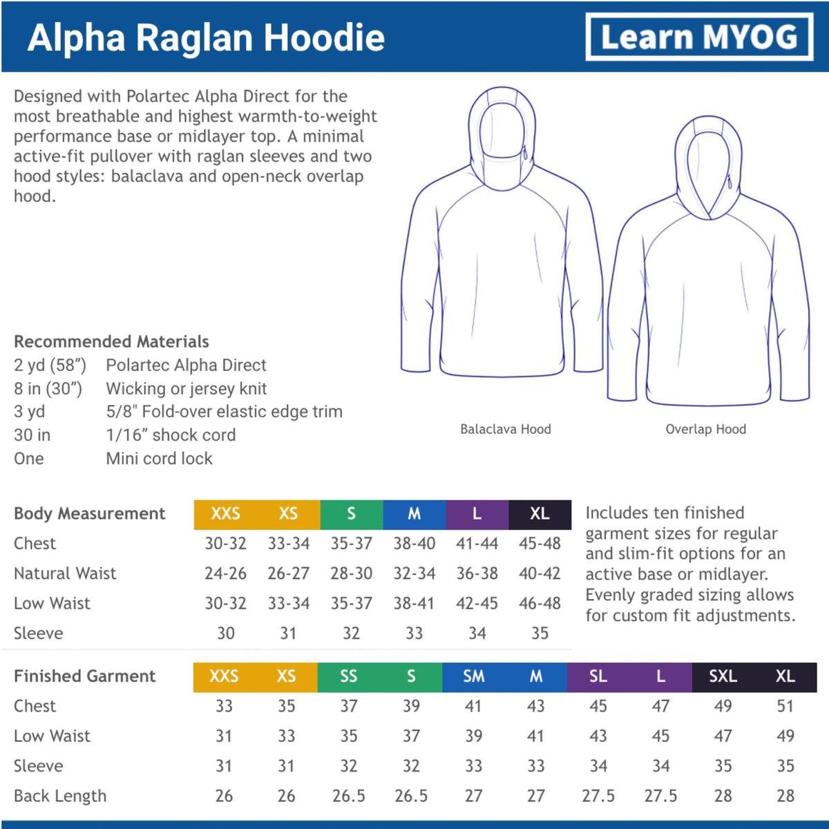 Alpha Raglan Hoodie Pattern | Full-Size, DIY Pattern - Ripstop by the Roll