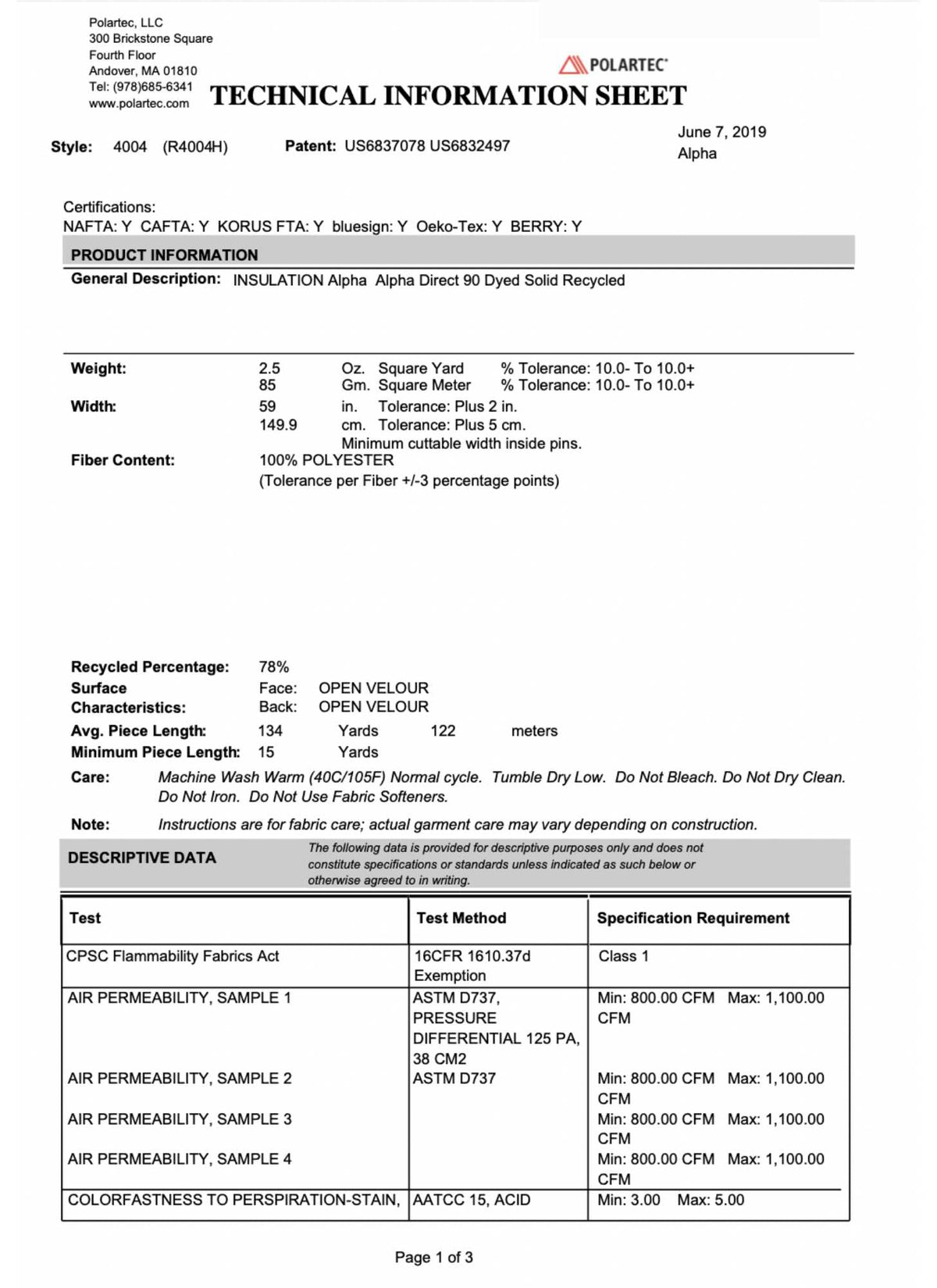 Polartec® Alpha Direct 4004 | By the Yard or Full Roll - Ripstop by the ...